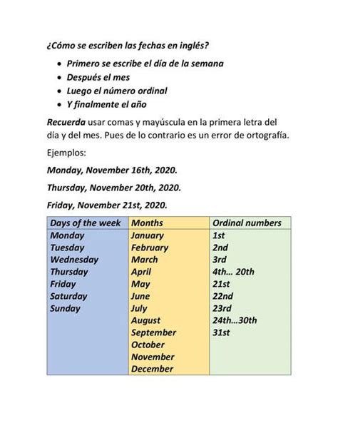 ¿como Se Escriben Las Fechas En Inglés Sam Udocz