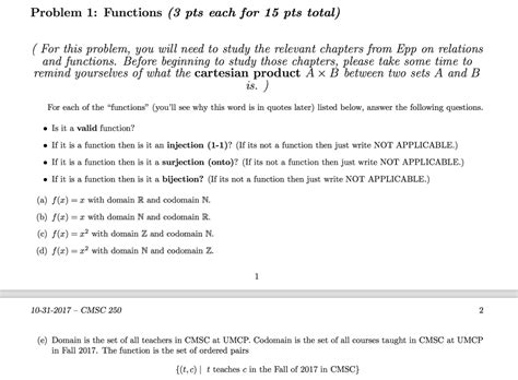 Solved Problem Functions Pts Each For Pts Total Chegg