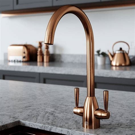 Vibrance Duo Mixer Brushed Copper The Tap Factory Quality Kitchen