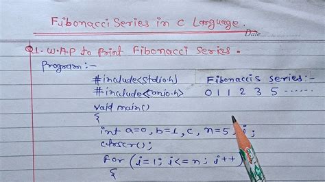 Fibonacci Series Program In C Hindi Print Fibonacci Series Youtube