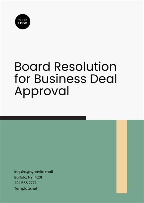 Free Board Resolution For Ratification Of Agreement Template To Edit Online
