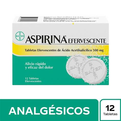 Aspirina Efervescente 500 Mg Ácido Acetilsalicílico X2 Tabletas