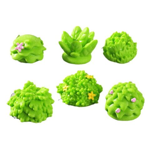 Raindrops 6 Pcs Mini Model Grass Plants Green Grass Shrubs Bush Model