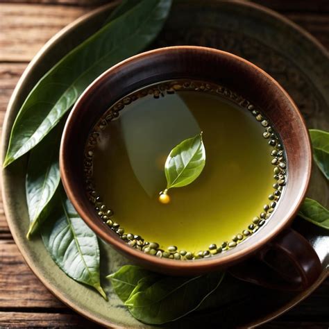 Premium Photo Green Tea Fresh Brewed Herbal Drink With Asian Tea Leaves