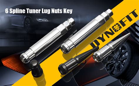 Dynofit 6 Spline Lug Nuts Socket Key Universal Chrome Spike Key Fit Hex 19mmand17mm