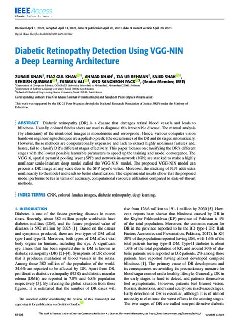 pdf diabetic retinopathy detection using vgg nin a deep learning architecture