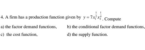 Solved 1 1 4 A Firm Has A Production Function Given By Y