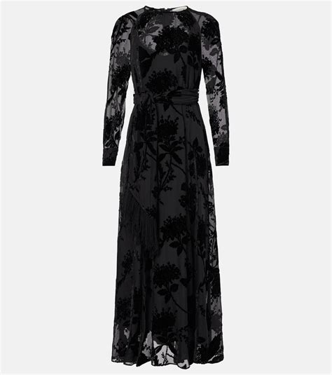 Burnout Sheath Floral Velvet Maxi Dress In Black Zimmermann Mytheresa