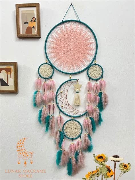 Green Dreamcatcher Wall Hanging Dreamcatcher Moon And Star Hanging