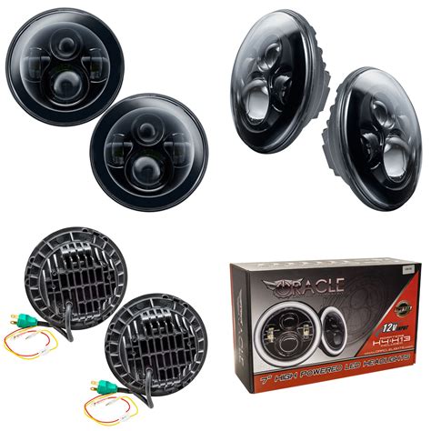7 High Powered Led Headlights Pair Black Bezel Oracle Lighting