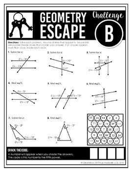 Geometry End Of Year Eoc Review Escape Room Activity By All Things