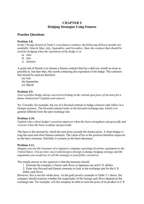 Ch03 Problem Solutions Chapter 3 Hedging Strategies Using Futures
