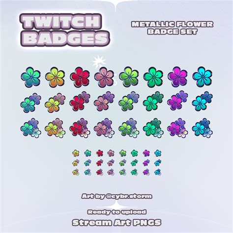 Metallic Flowers Twitch Bundle Badges Panels Cybr Storms Ko Fi Shop