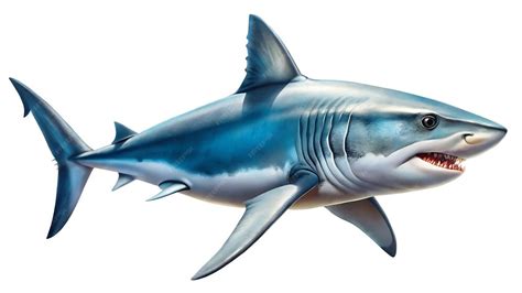 Highly Detailed Great White Shark Illustration Realistic Side Profile