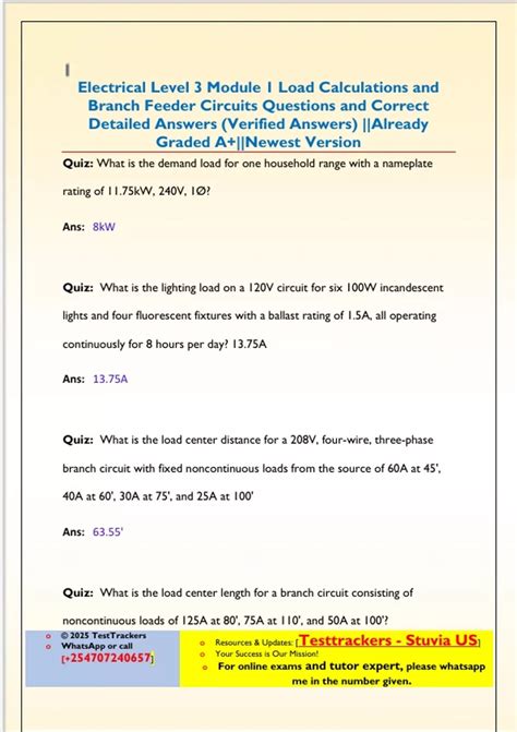 Electrical Level 3 Module 1 Load Calculations And Branch Feeder