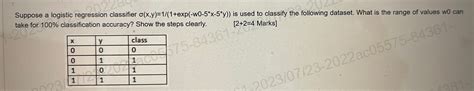 Solved Suppose A Logistic Regression Classifier