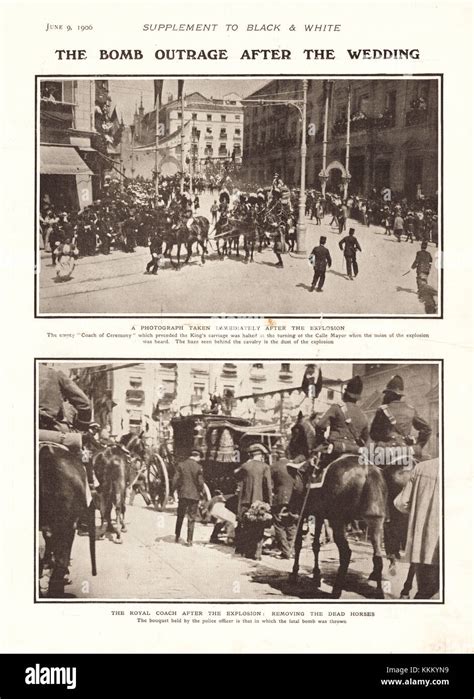 1906 Black And White Royal Wedding Of King Alfonso And Queen Victoria