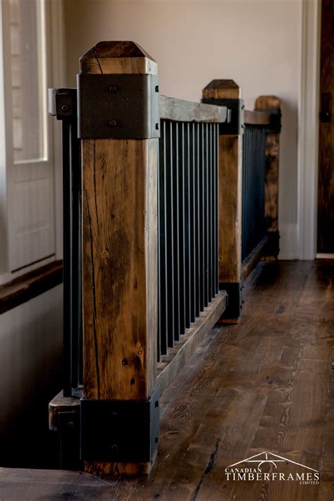 Wooden And Metal Cabin Stairs Railing