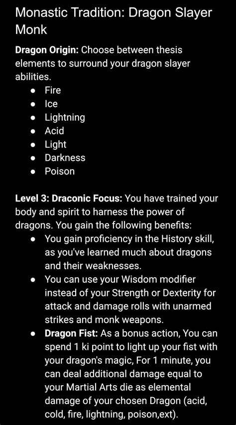 Dandd Monk Subclass Way Of The Dragon Slayer R Dndhomebrew