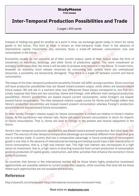 Inter Temporal Production Possibilities And Trade Free Essay Example