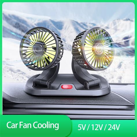 51224v 자동차 냉각 팬 듀얼 헤드 Usb 차량 팬 2 가지 속도 조절 가능 차량용 쿨러 공기 팬 자동차 액세서리