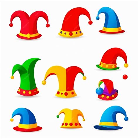 Jester Hat Vector Set White Background Isolated A High Qua Premium Ai