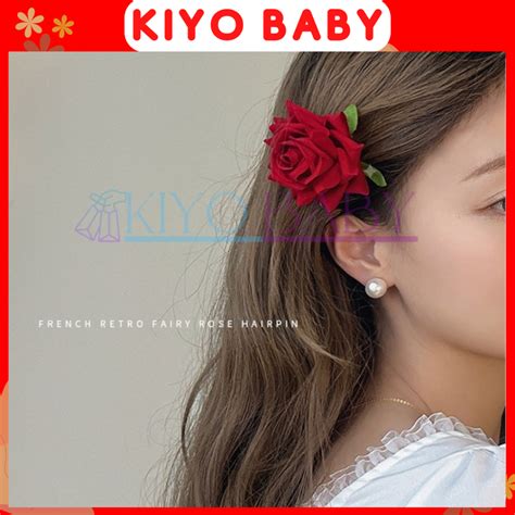 Jual J 118 Jepitan Rambut Korea Motif Mawar Merah Besarbros Baju Jepitan Rambut Wanita Korea