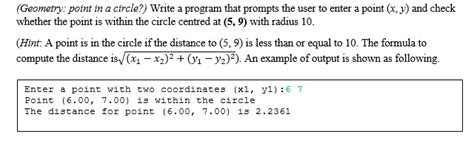 solved geometry point in a circle write a program that