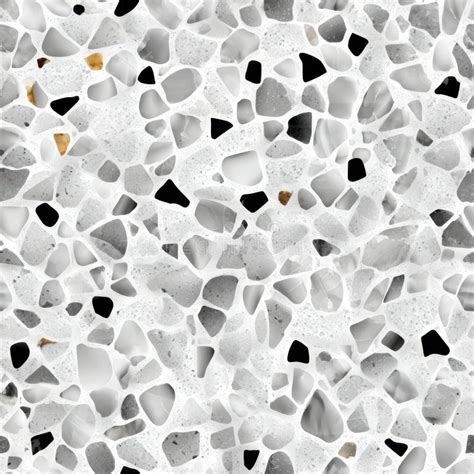 Monochromatic Seamless Terrazzo Marble Pattern With Textured Pebbles