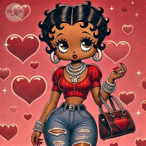 Boujee Black Betty Boop Valentines Day Afro Betty Boop Png Betty Boop