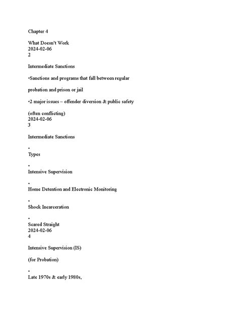 Outlaw B Notes Chapter 4 What Doesnt Work 2024 02 2 Intermediate Sanctions •sanctions And