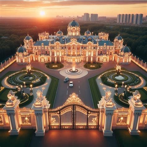 Aerial View Of A Palace At Sunset インテリア ヨーロッパ 豪華な部屋 珍しい建物