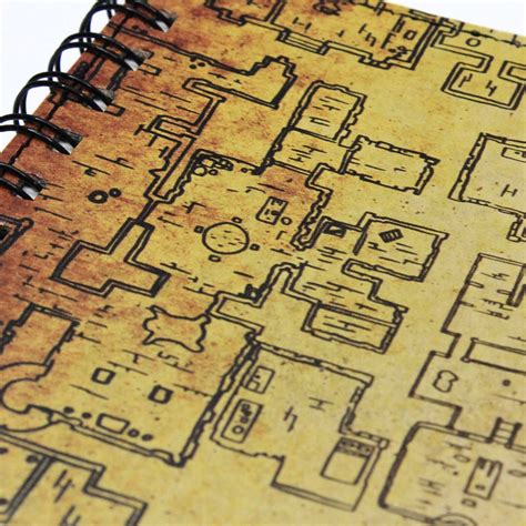 Dungeon Map Leather Spiral Notebook For Ttrpg And Dnd Gamers 12 Parsecs Designs