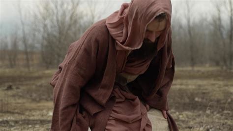 Robed Religious Man Jesus Christ Stoops Down 14432394 Stock Video At