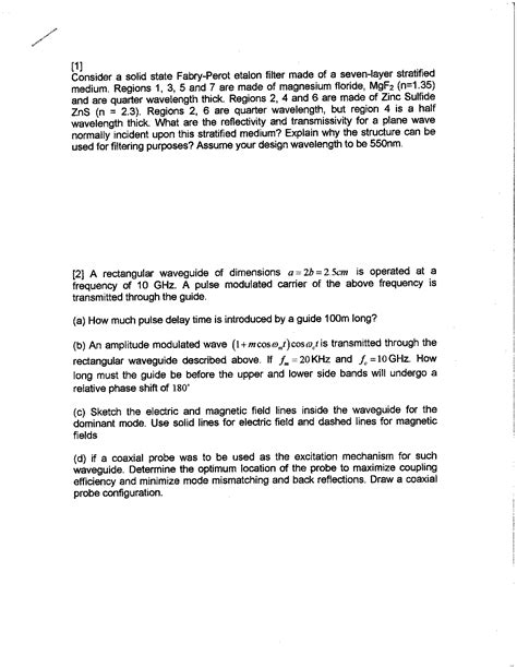 Questions On Advanced Engineering Electromagnetics Assignment Eleg