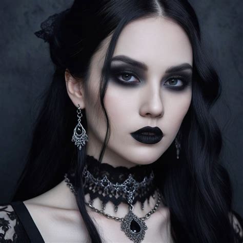 Portrait Of Woman With Dark Makeup And Victorian Jewelry