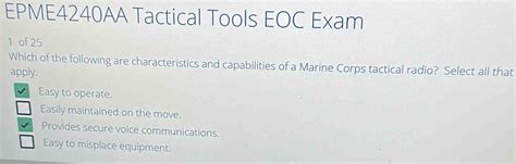 Solved Epme4240aa Tactical Tools Eoc Exam 1 Of 25 Which Of The