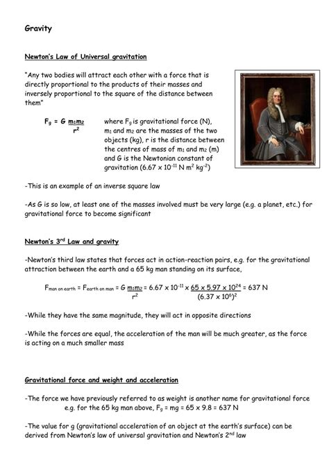 Gravity Motion Notes Physics Year 12 Wace Thinkswap