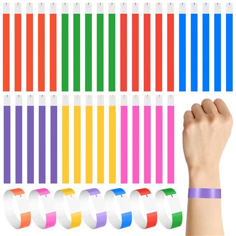 Qoosikicc 140 Pcs Wristbands For Events 7 Colored Wrist Bands For