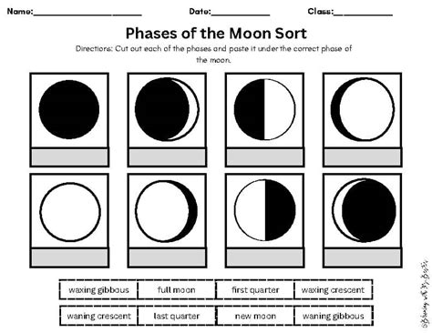 Phases Of The Moon Sort Hands On Science Activity For Upper Elementary