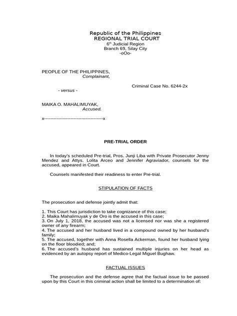 Pretrial Order Pdf Prosecutor Trials