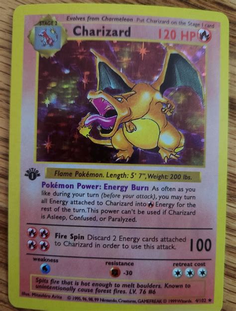 1st Edition Shadowless Holo Charizard 1999 Replica Etsy