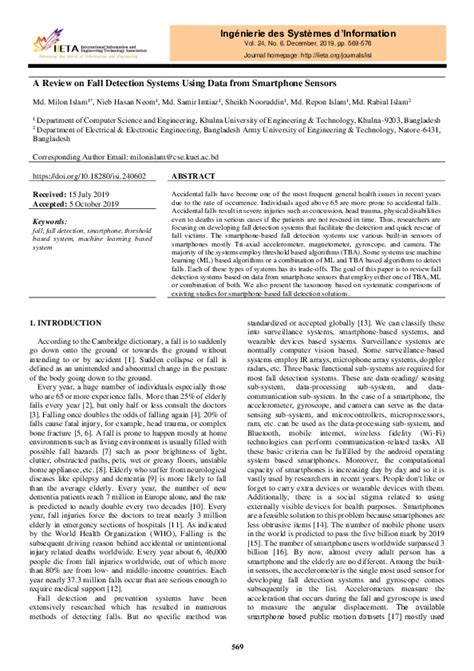 pdf a review on fall detection systems using data from smartphone