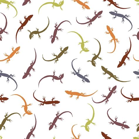 Premium Vector Seamless Pattern With Lizards Colorful Silhouettes Of
