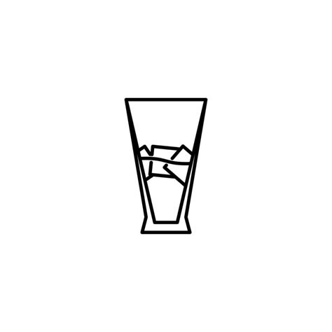 Pilsner Or Beer Glass Icon With Ice Cube On White Background Simple