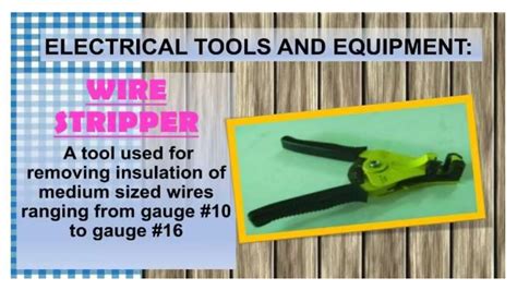 Lesson 1 Lo1 Eim Identify Electrical Supplies Materials And Toolspptx