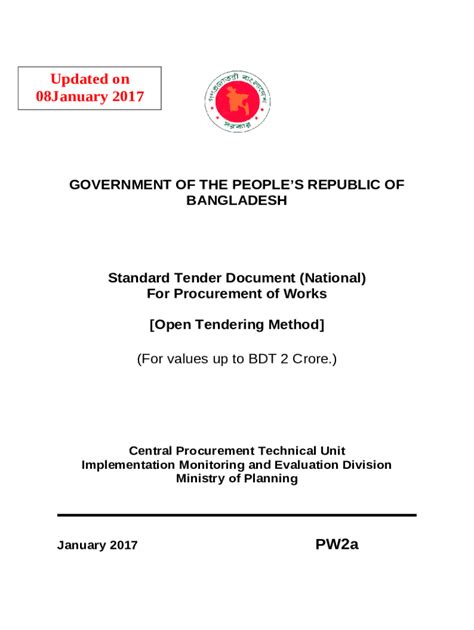 Guidance Notes On The Use Of The Standard Tender Document Doc Template