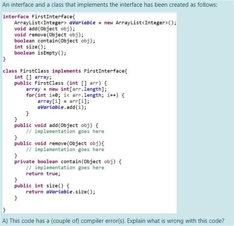 Solved An Interface And A Class That Implements The