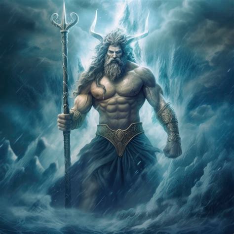 Premium Ai Image Poseidon Holding Trident