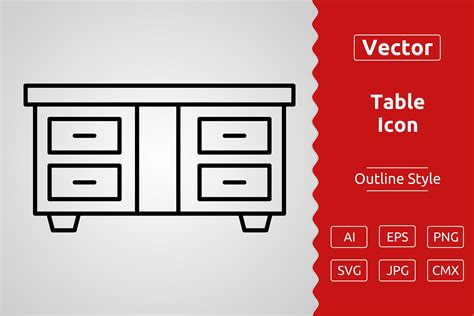 Vector Table Outline Icon Design Graphic By Muhammad Atiq · Creative Fabrica